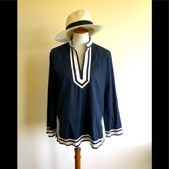 Tops | Stunning Tunic In Navy And Creamwhite Im | Poshmark